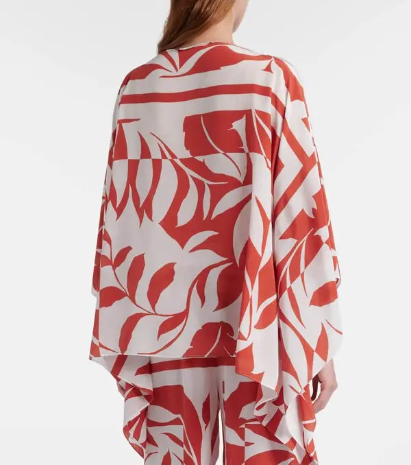 Max Mara Tambuto Printed Silk Blouse - Red