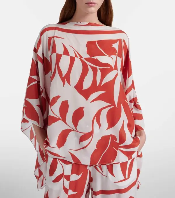 Max Mara Tambuto Printed Silk Blouse - Red
