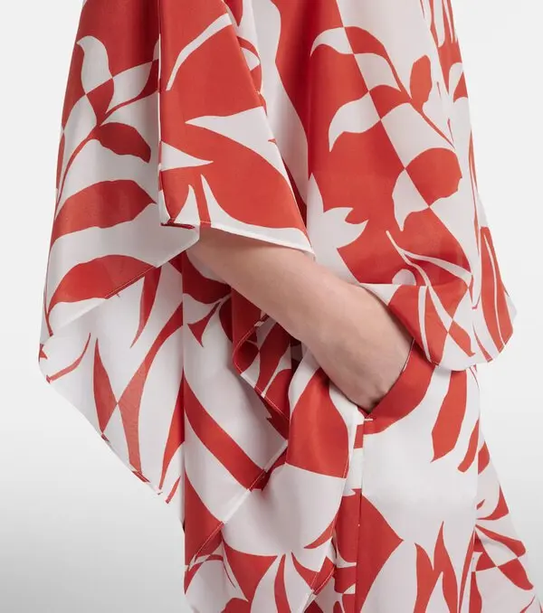 Max Mara Tambuto Printed Silk Blouse - Red