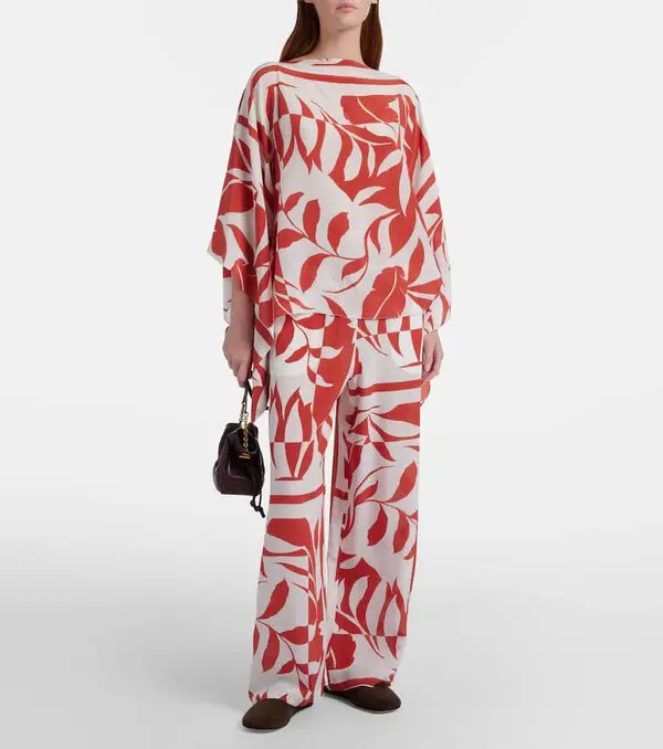 Max Mara Tambuto Printed Silk Blouse - Red