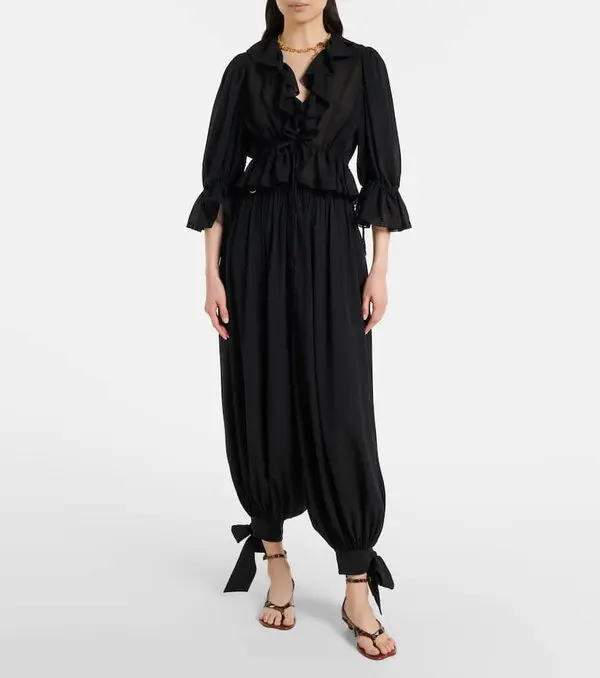 Chloé Silk Crepe De Chine Balloon Pants - Black