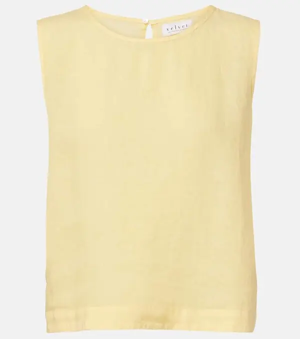 Velvet By Graham & Spencer Maxine Linen Top - Yellow