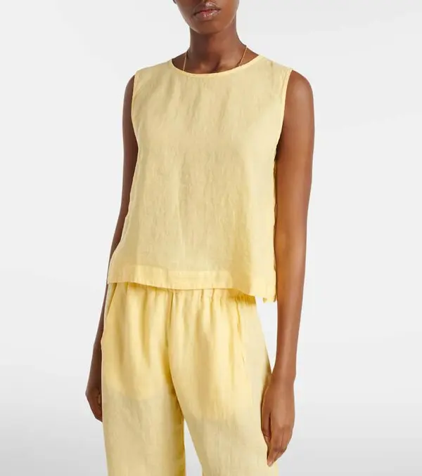 Velvet By Graham & Spencer Maxine Linen Top - Yellow