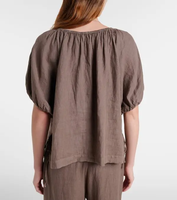 Velvet By Graham & Spencer Cosette Linen Blouse - Brown
