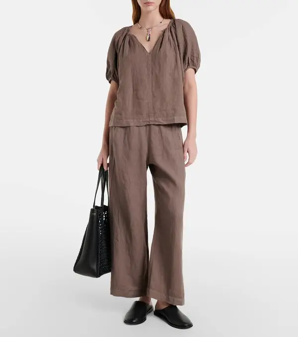 Velvet By Graham & Spencer Cosette Linen Blouse - Brown