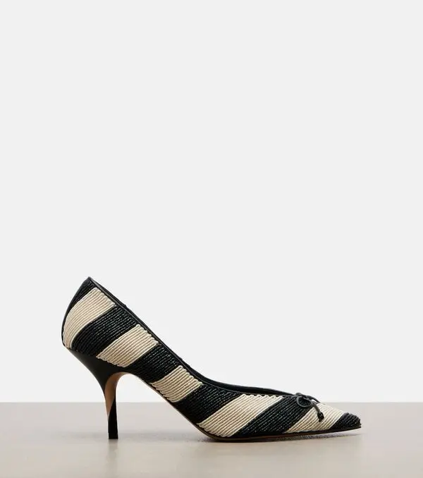 Jacquemus Tourni Striped Raffia-effect Pumps