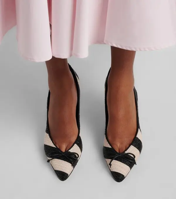 Jacquemus Tourni Striped Raffia-effect Pumps