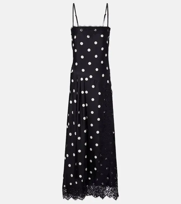 Sportmax Capo Polka-dot Silk Slip Dress - Black