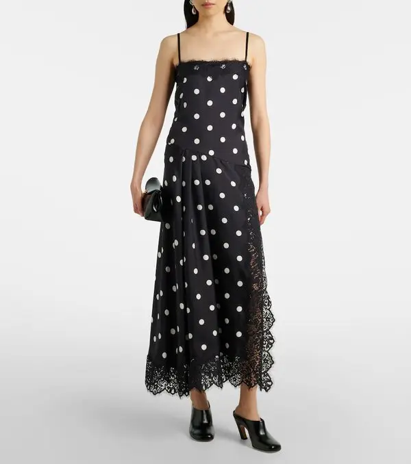 Sportmax Capo Polka-dot Silk Slip Dress