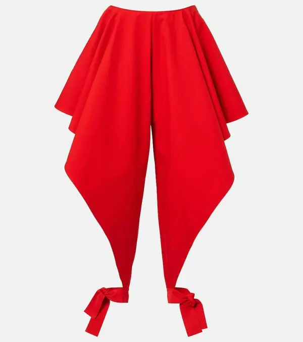 Alaïa Ruffled Cotton Gabardine Tapered Pants - Orange