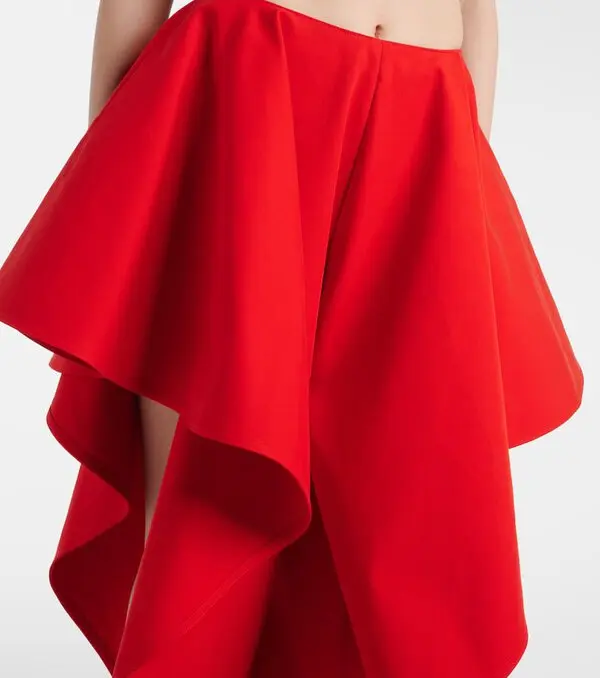 Alaïa Ruffled Cotton Gabardine Tapered Pants - Orange