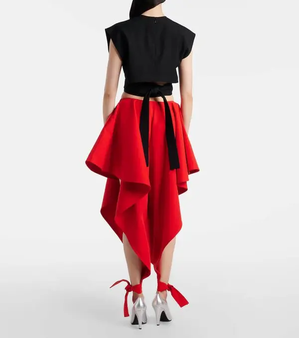 Alaïa Ruffled Cotton Gabardine Tapered Pants - Orange