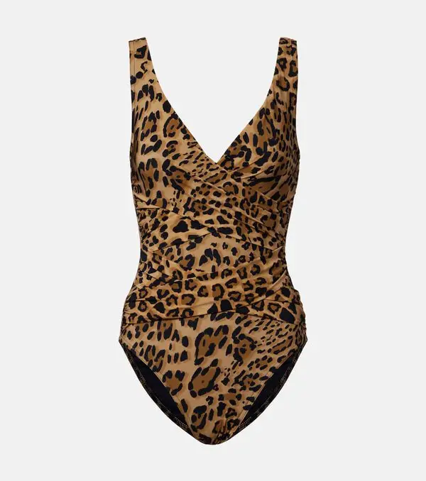 KARLA COLLETTO Leopard-print Draped Swimsuit - Brown
