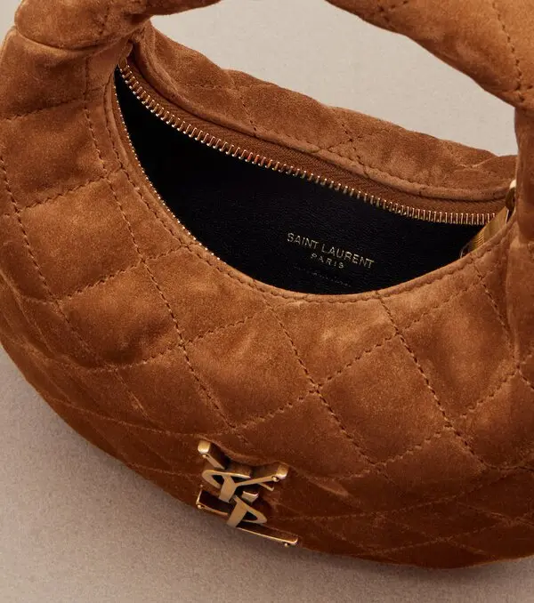 Saint Laurent Quilted Suede Mini Bag - Brown