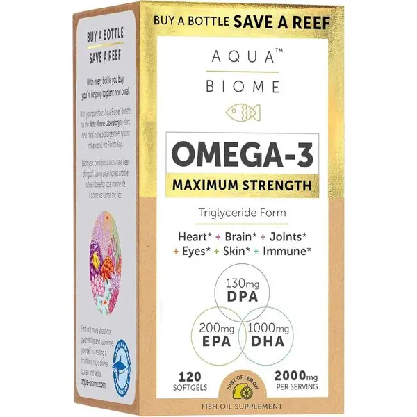 ENZYMEDICA Aqua Biome Fish Oil Maximum Strength 120 Softgels - One-color