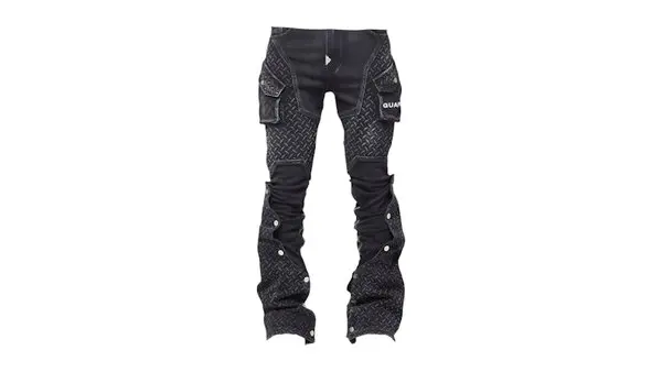 GUAPI Vintage Steel Plate Denim Pant - Black