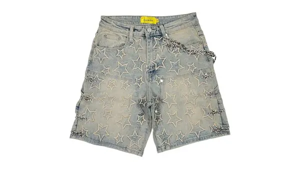 GUAPI Vintage Stars Denim Shorts - Blue