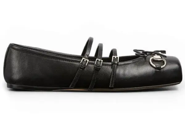 Gucci Horsebit Leather Ballet Flats - Black
