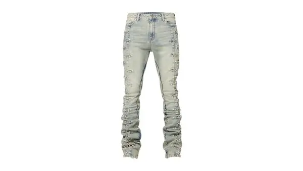 GUAPI Vintage Aviation Clasp Denim Pant - Blue