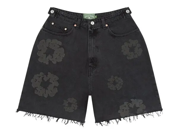 DENIM TEARS Mono Cotton Wreath Denim Shorts - Black
