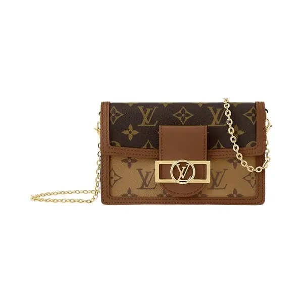 LOUIS VUITTON Dauphine Chain Wallet Monogram Reverse Canvas - Brown