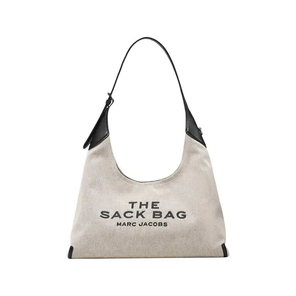 Marc Jacobs Canvas Leather Belted Sack Bag 'ivory/black - White