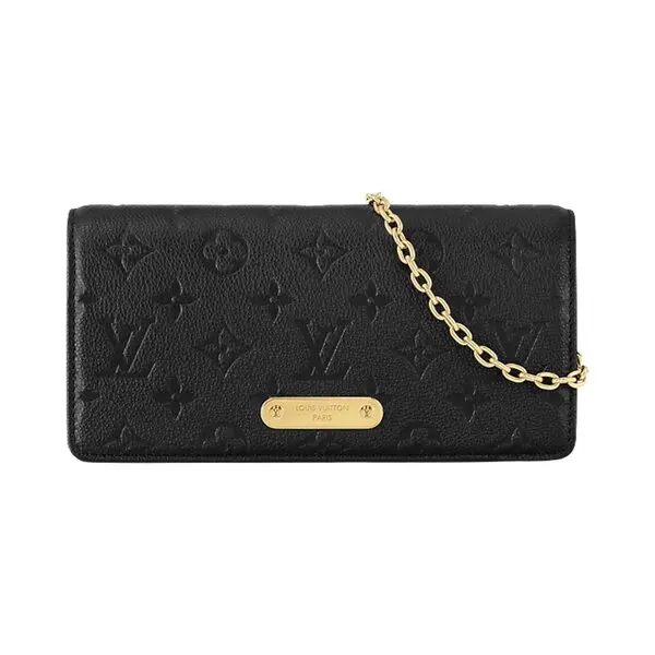 LOUIS VUITTON Wallet On Chain Lily Monogram Embossed Empreinte Cowhide Leather - Black