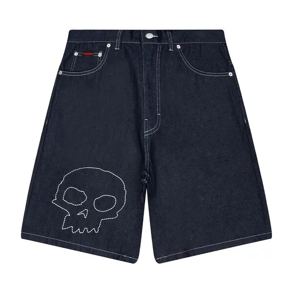 PLEASURES Skull Denim Shorts