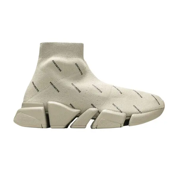 Balenciaga Speed 2.0 Allover Logo Sneakers - Brown