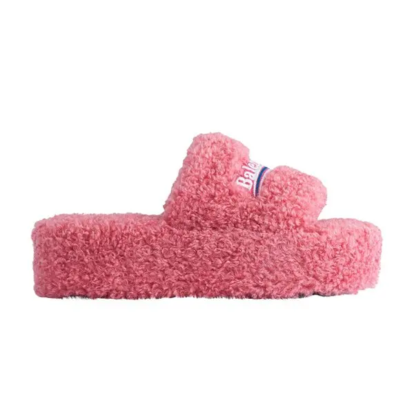 Balenciaga Furry Platform Sandals - Pink