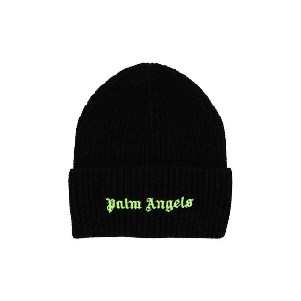 Palm Angels Classic Logo Ribbed Beanie - Black