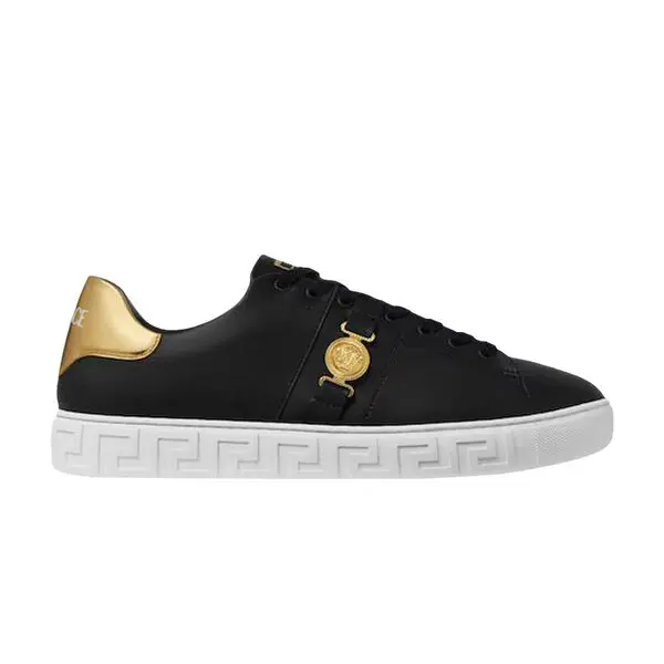 Versace Greca Leather Sneakers - Black