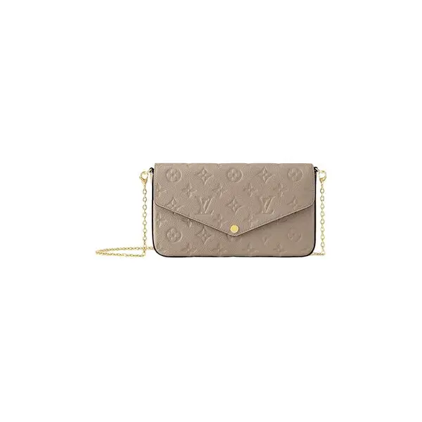 LOUIS VUITTON Pochette Félicie 'tourterelle Beige Monogram Embossed Empreinte Cowhide Leather - Tan
