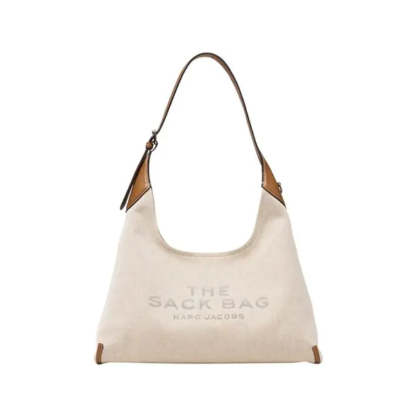 Marc Jacobs Canvas Leather Belted Sack Bag 'beige/argan Oil - Tan