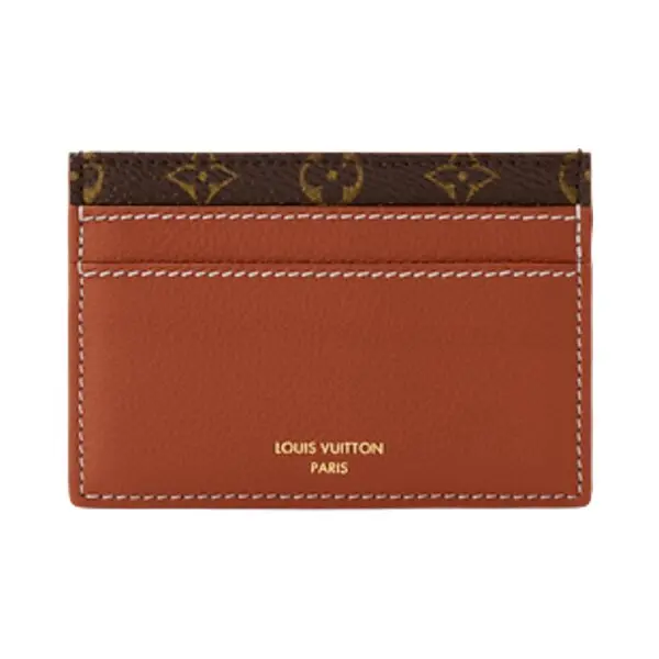 LOUIS VUITTON Double Card Holder Low Key 'cognac Calf Leather - Red