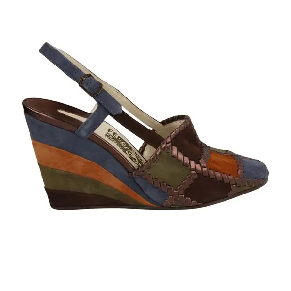 FERRAGAMO Arlequin Wedge - Blue