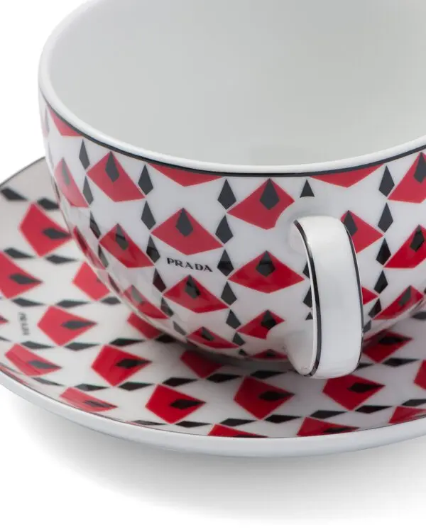 Prada Set Of Two Porcelain Tea Cups Vienna Red