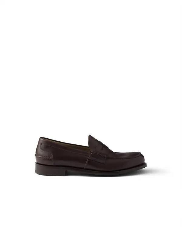 Prada Leather Loafers - Brown