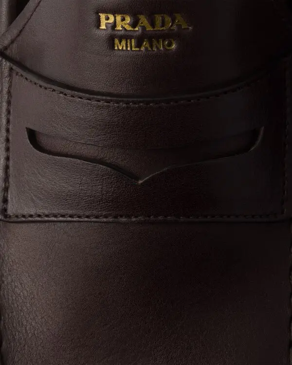 Prada Leather Loafers - Brown