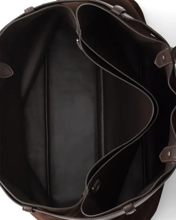 Prada Buckle Suede Bag - Brown
