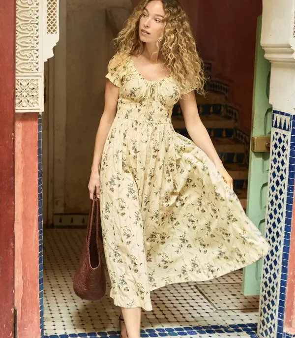 DÔEN Ashlynn Midi Dress - Sunshine Prairie Rose