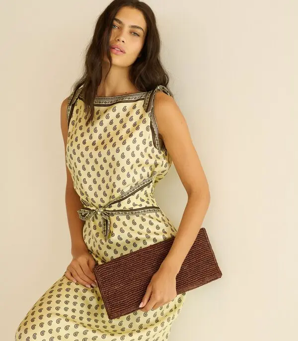 DÔEN Muriel Raffia Clutch - Marron Raffia