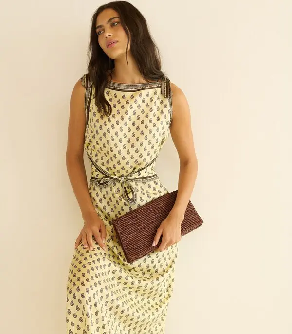 DÔEN Muriel Raffia Clutch - Marron Raffia