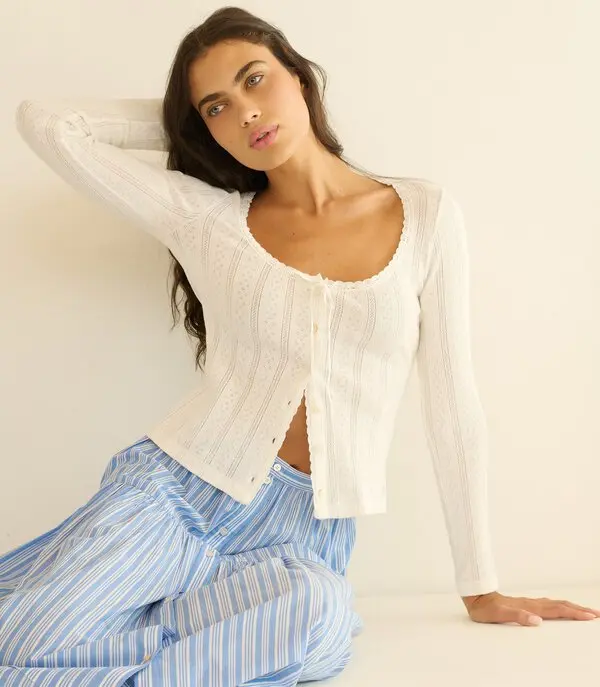 DÔEN Lori Pointelle Tee - Salt