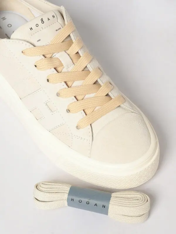 Hogan Canvas And Calfskin Platform Sneakers - Beige