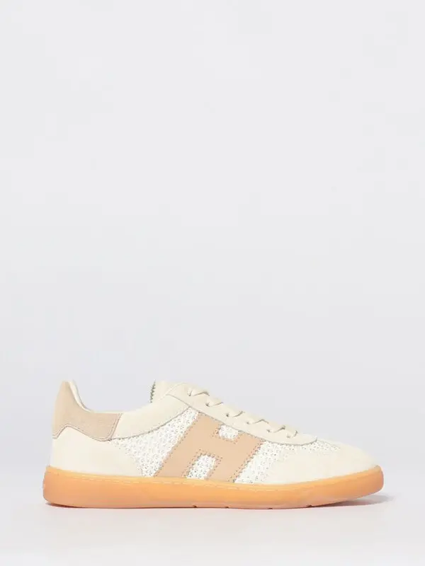 Hogan Suede And Crochet Canvas Lace-up Sneakers - Beige