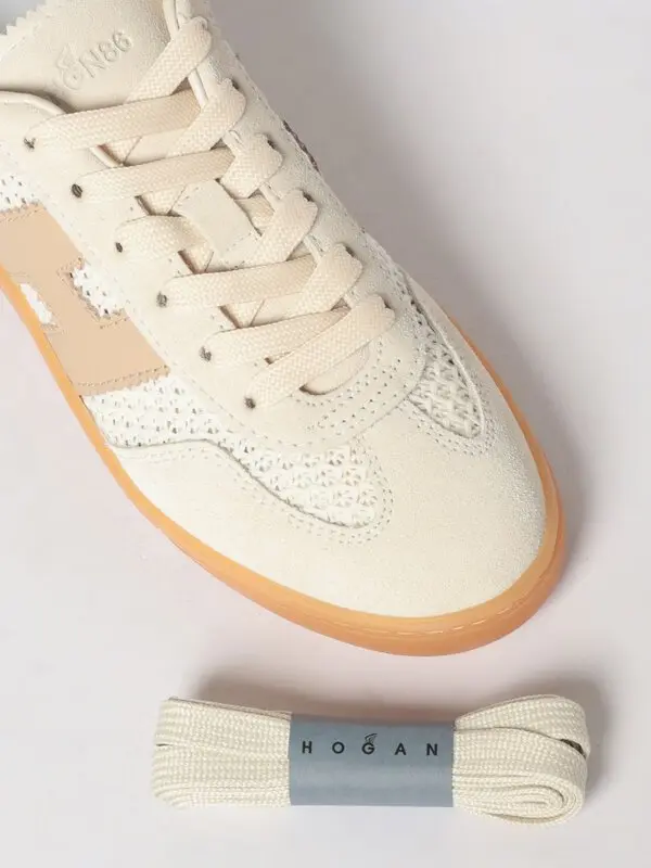 Hogan Suede And Crochet Canvas Lace-up Sneakers - Beige