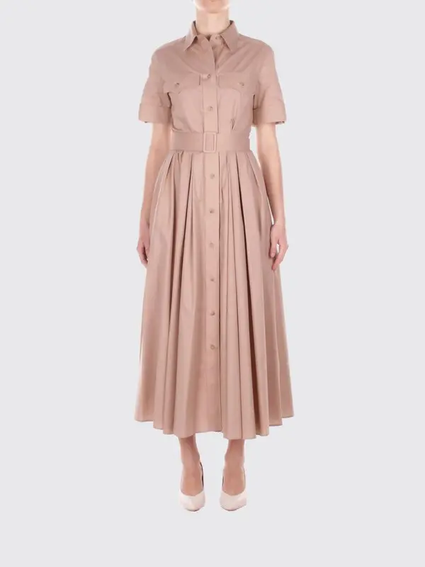 FAY Cotton Poplin Midi Shirt Dress - Beige