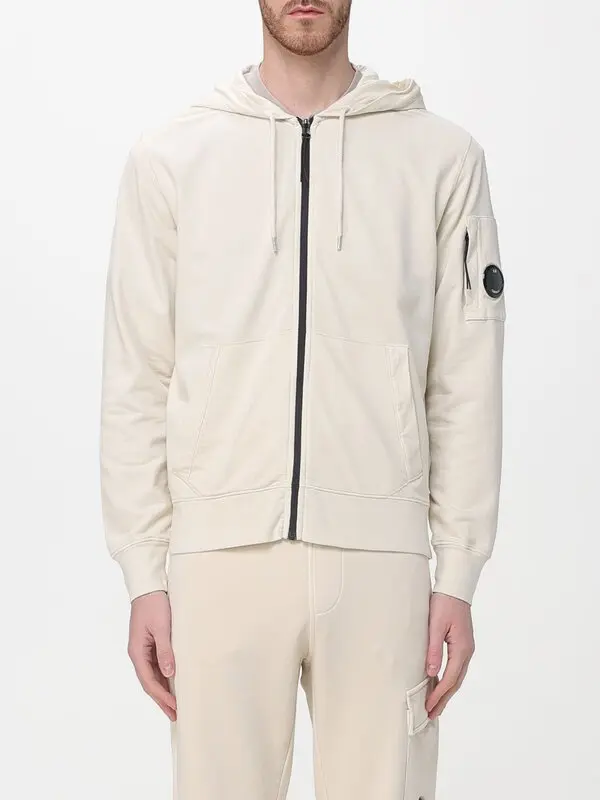 C.P. COMPANY Light Cotton Fleece Zip-up Hoodie - Brown