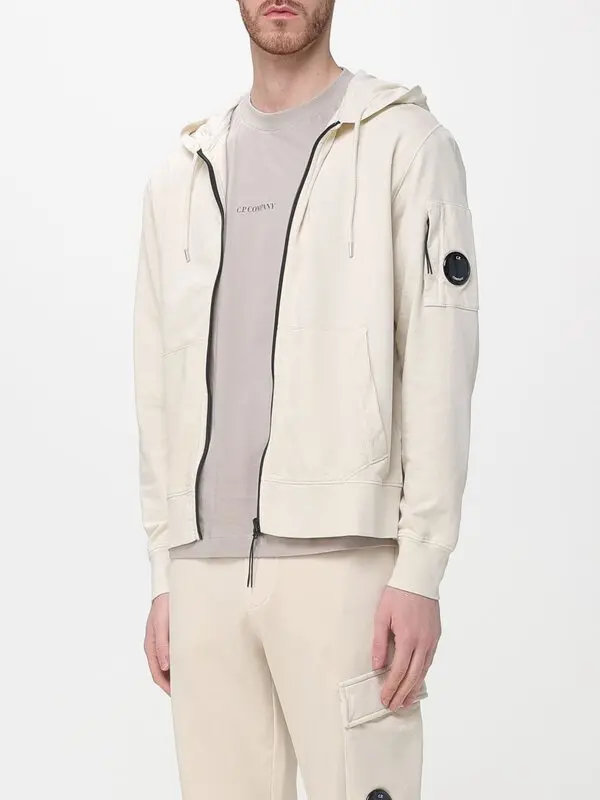 C.P. COMPANY Light Cotton Fleece Zip-up Hoodie - Brown